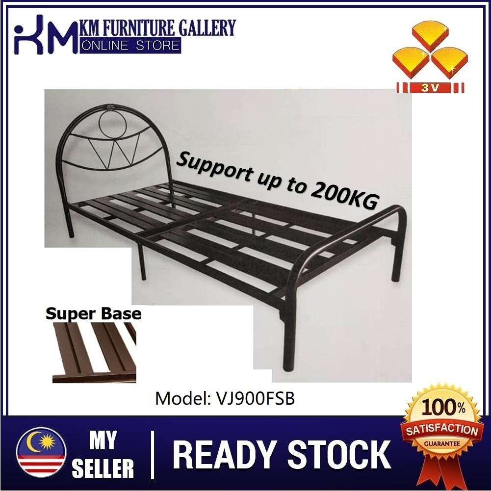KM Furniture Gallery 3V Single Metal Bed Frame Super Base Heavy Duty ...