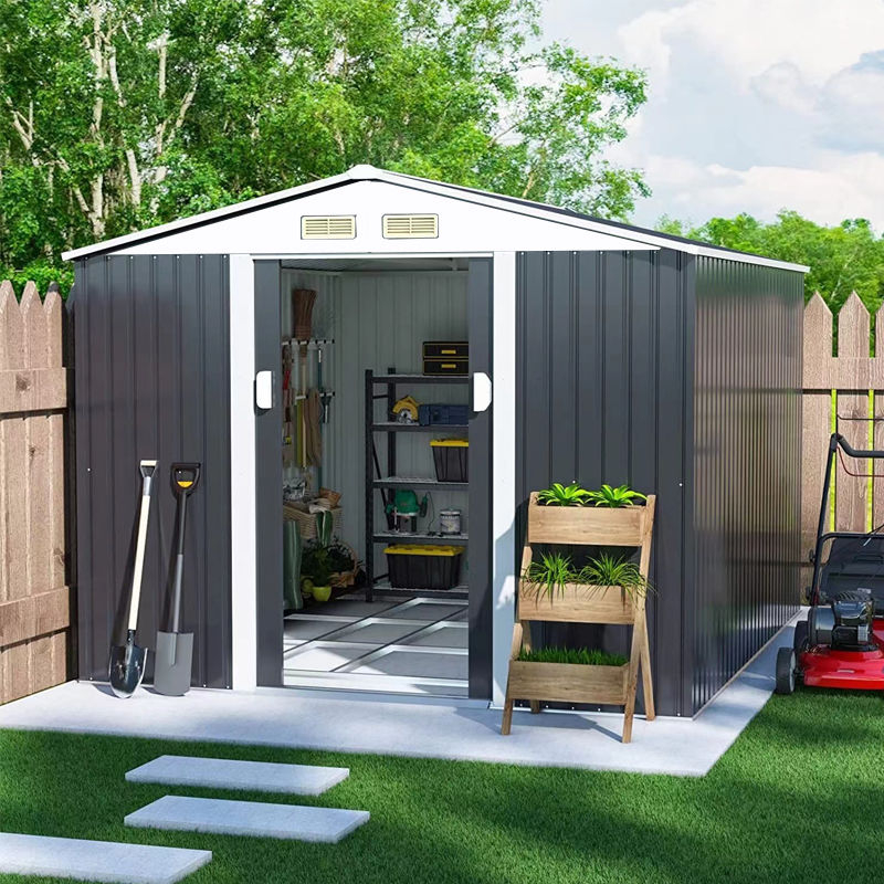 Removable outdoor garden storage metal shed large backyard storage room ...