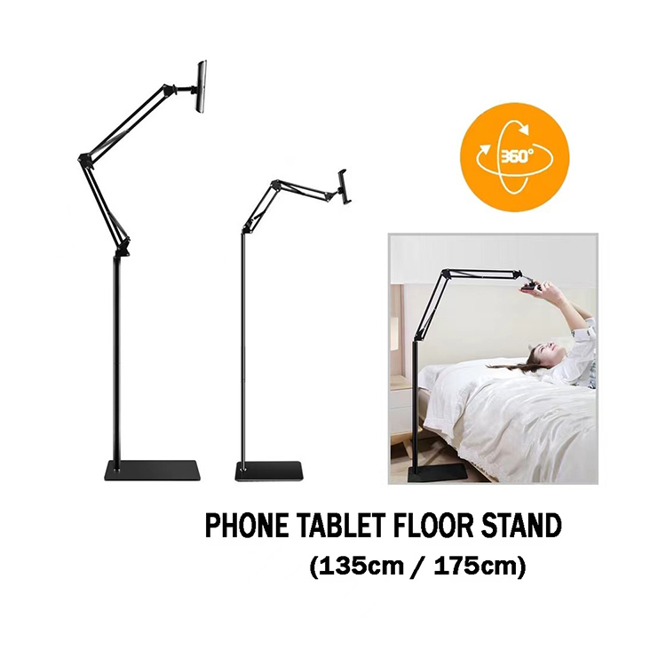 Lazy Floor Phone Tablet Stand 360° Rotating Live Streaming Bedside ...