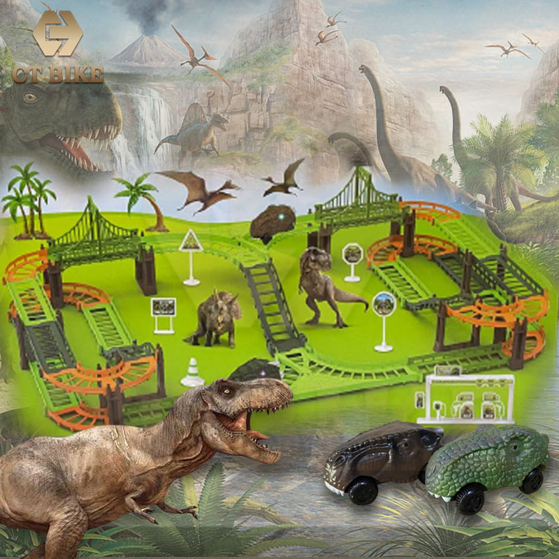 DIY Assemble Dinosaur Car Track Flexible Track Rail Play Set For Kids ...