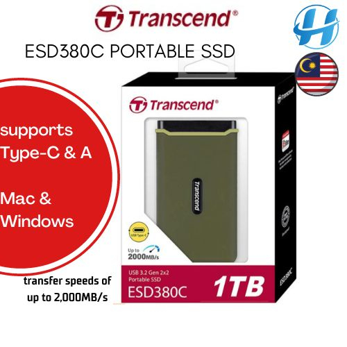 Transcend ESD380C PORTABLE SSD USB 3.2 Gen 2x2 Type-C WITH ANTI-SHOCK ...