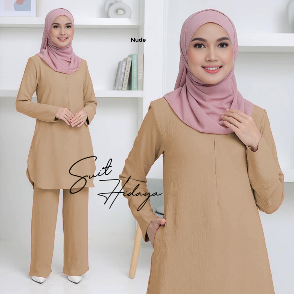 SUIT HIDAYAH IRONLESS SET WARDA PLUS SIZE BLOUSE BERPOCKET (S-2XL) BF ...
