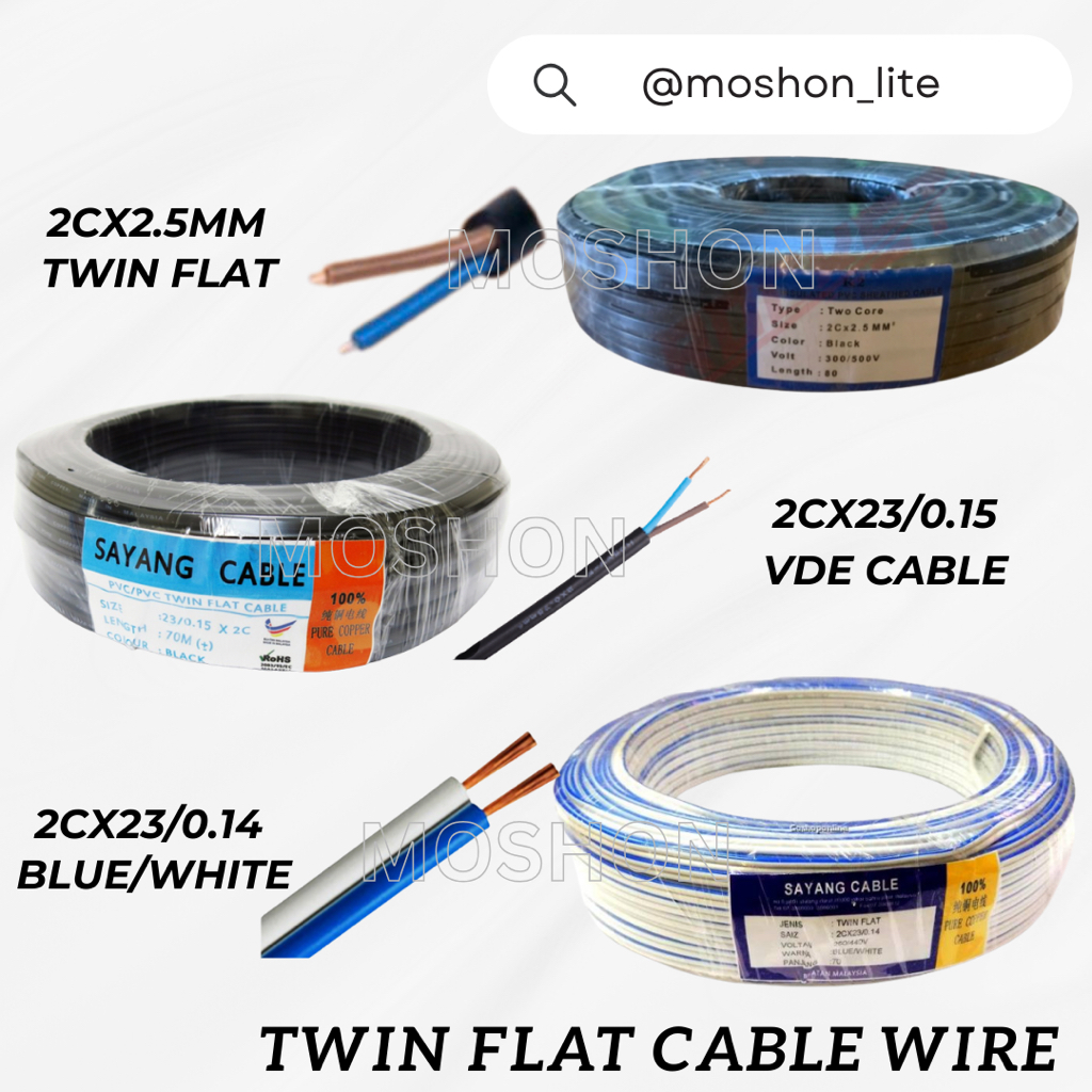 (Loose Cut Per Meter) FLEXIBLE CABLE / TWIN FLAT CABLE WIRE 2CX2.5MM ...