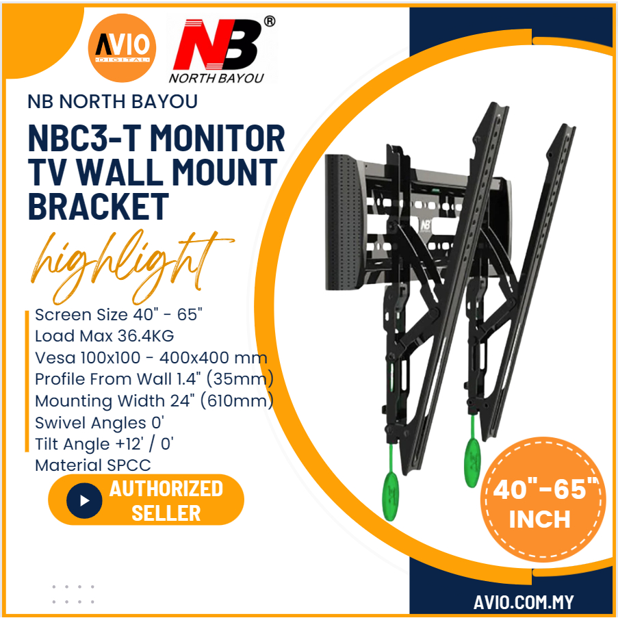 NB North Bayou 40"-65" 40 43 47 50 55 60 65 Inch TV Monitor Fixed Wall ...
