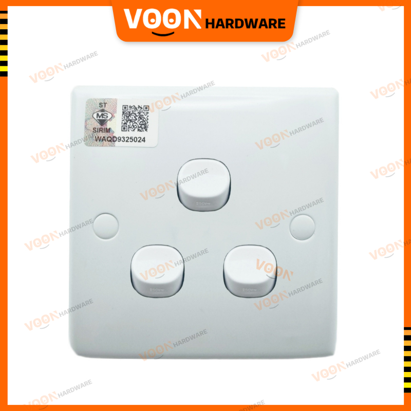 VOON [SIRIM] 3 Gang 1 Way Switch Socket Outlet Electric Wall Suis Soket ...