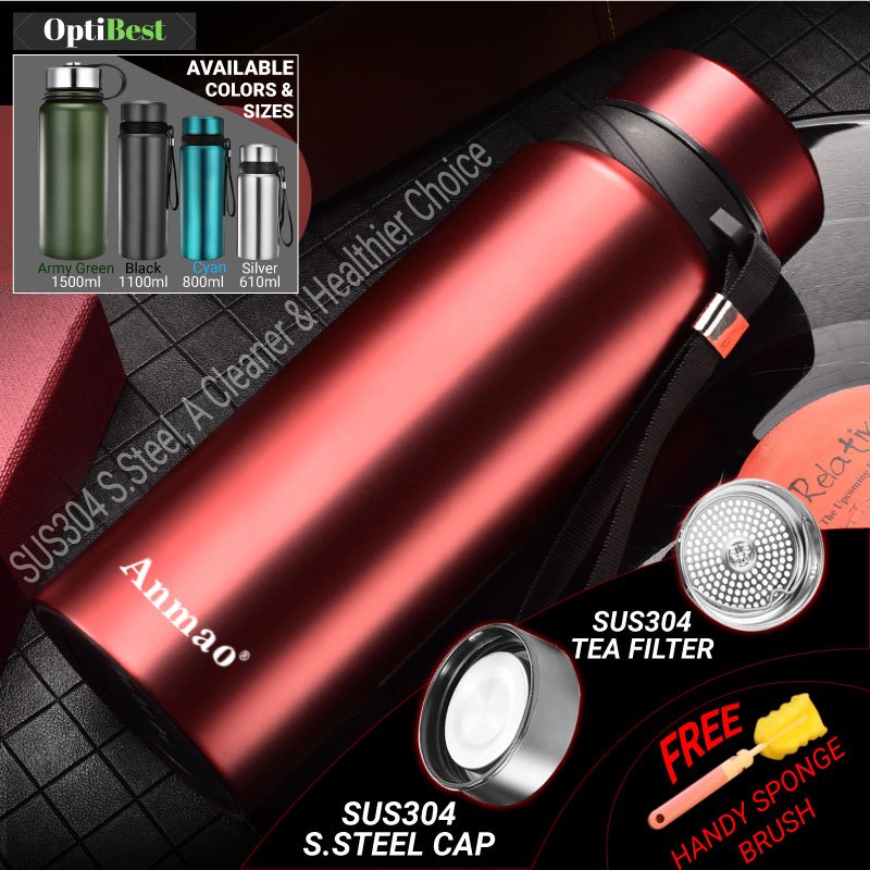 OPTIBEST 304 Stainless Steel Hot Cold Thermos Flask Bottle Vacuum ...