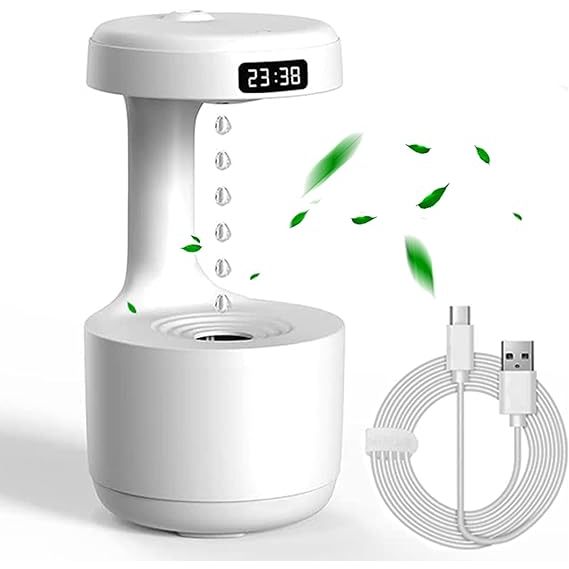 HDPM Ultrasonic Anti Gravity Humidifier 800ml Capacity Clock Display ...