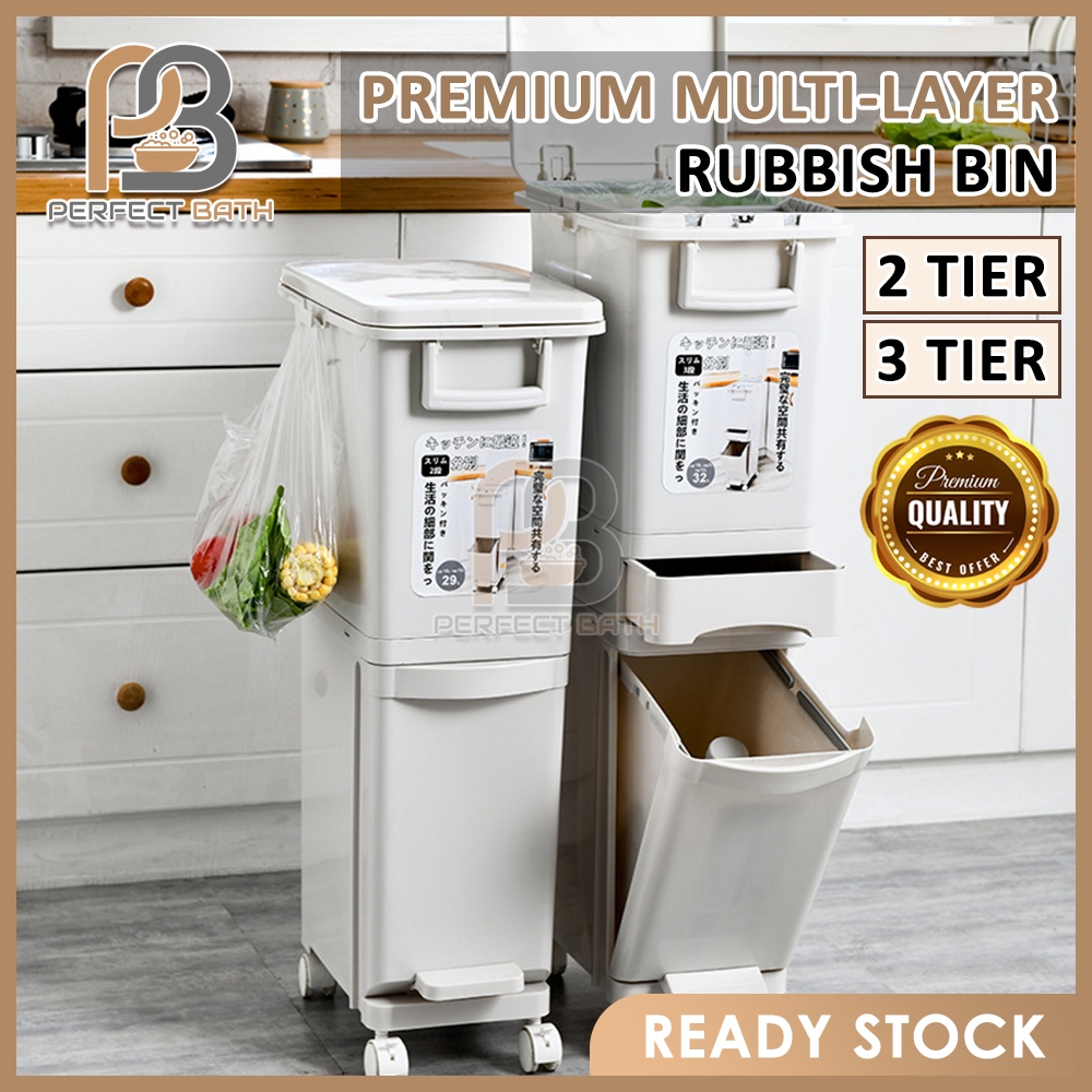 Perfect Bath 29L / 32L Movable Recycle Rubbish Bin Household Garbage ...
