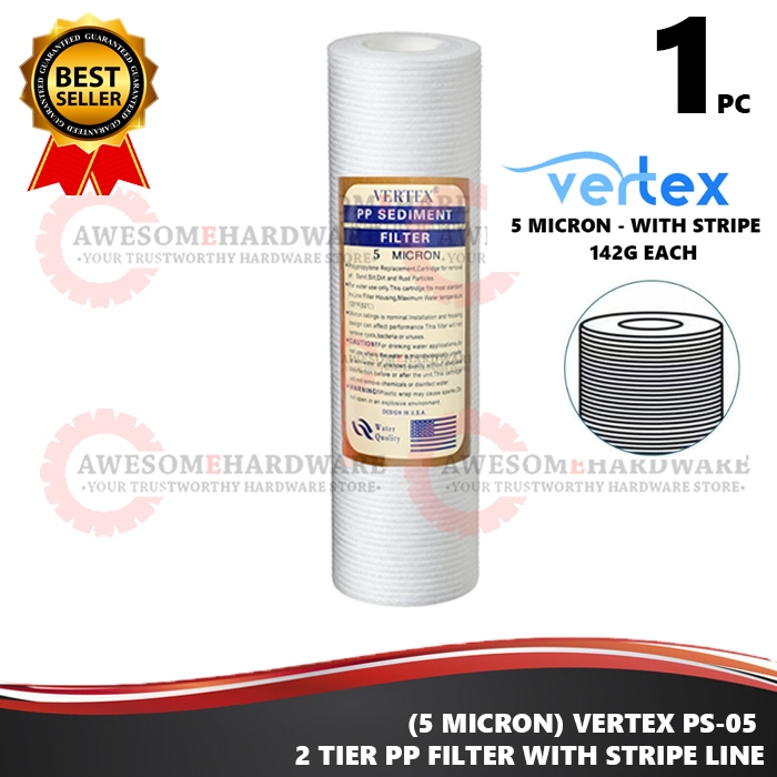 142G VERTEX STRIPE PS-05 5 MICRON 10" PP WATER FILTER REFILL WITH ...