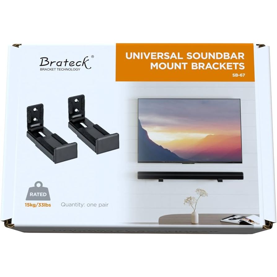 BRATECK SB-67 UNIVERSAL ADJUSTABLE SOUNDBAR WALL MOUNT BRACKETS - Sound ...