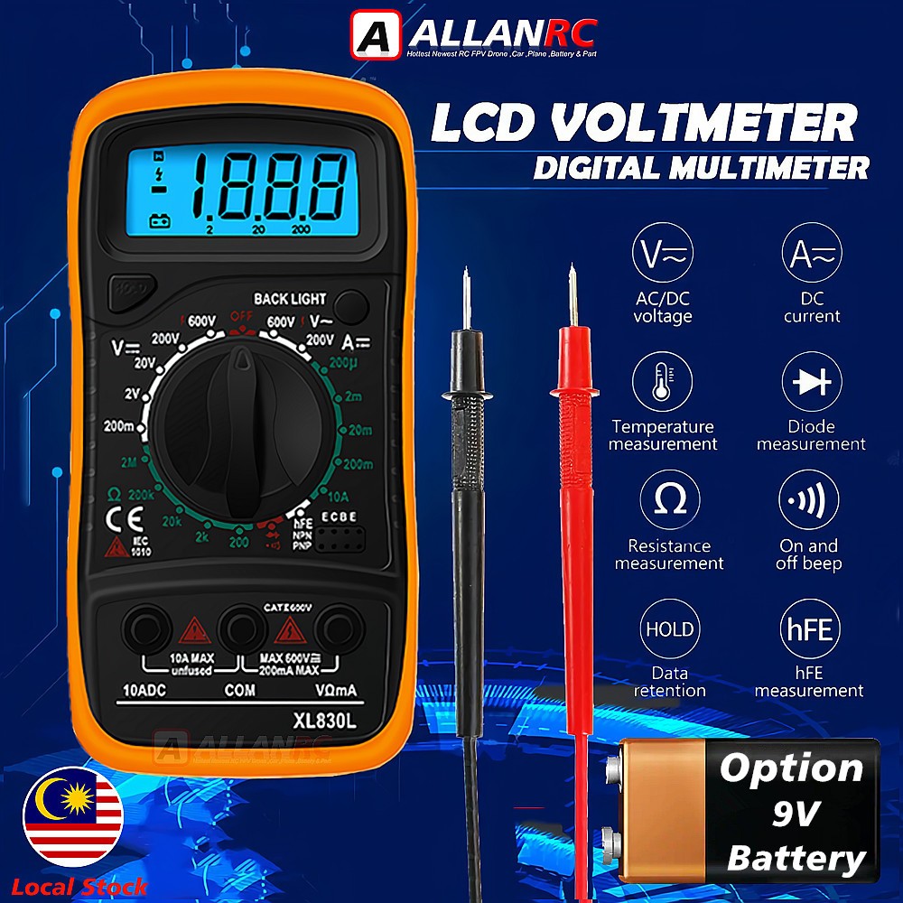 Digital Multimeter DT-830B XL830L LCD Volt Meter Ammeter Voltmeter Amps ...