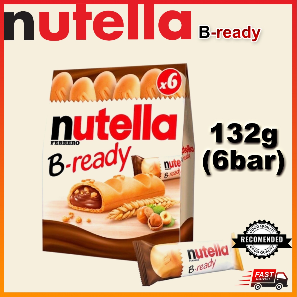 Ferrero Nutella B-ready 132g 6 bar in 1 box / 1 single bar (Exp 03 Mar 2024) 巧克力榛子酱｜能多益 | Shopee ...