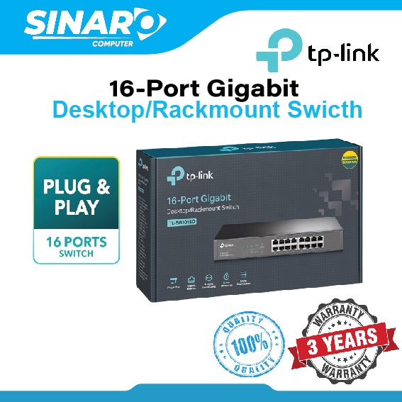 TP-LINK 16 Port Gigabit Desktop/Rackmount Switch / 24-Port Gigabit Easy ...