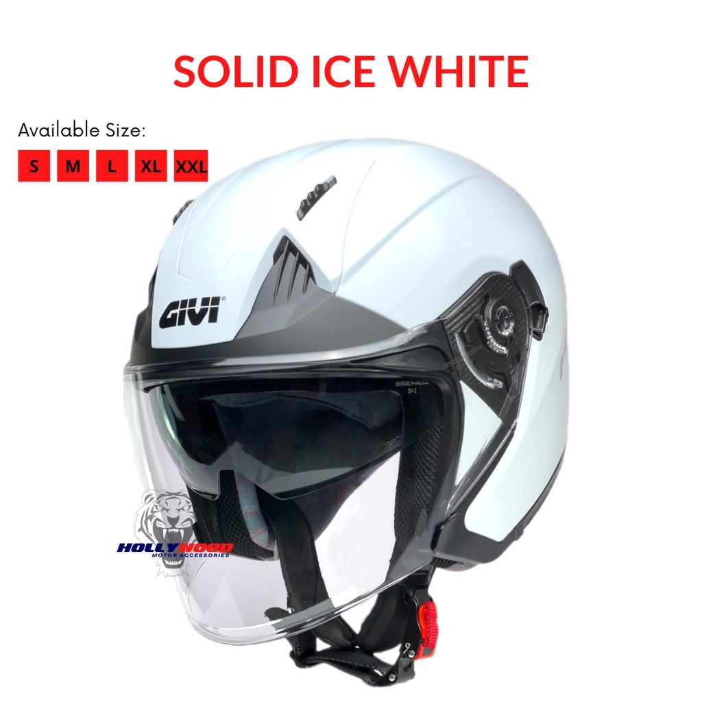 GIVI HELMET SCUDO M35.0 OPEN FACE HELMET SOLID ICE WHITE | Shopee Malaysia