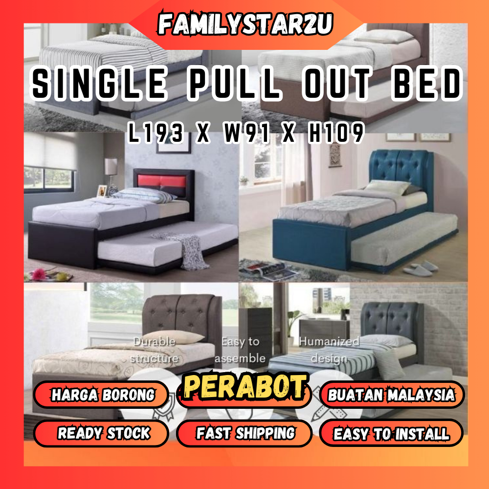 ️familystar2u Single Pull Out Fabric Bed Frame Katil Tarik Katil Kain ...