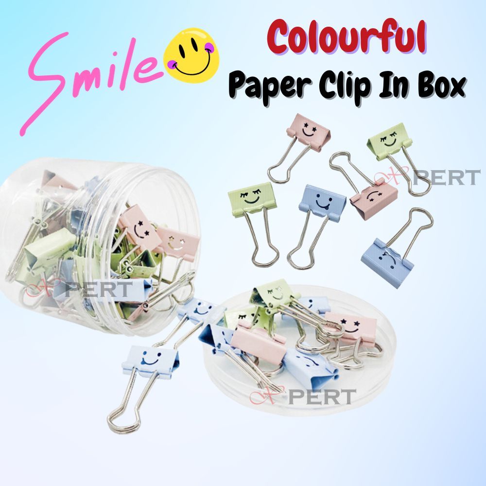 40PCS IN BOX Emoji Smile Face MIX Colorful Paper Clip Klik Kertas ...