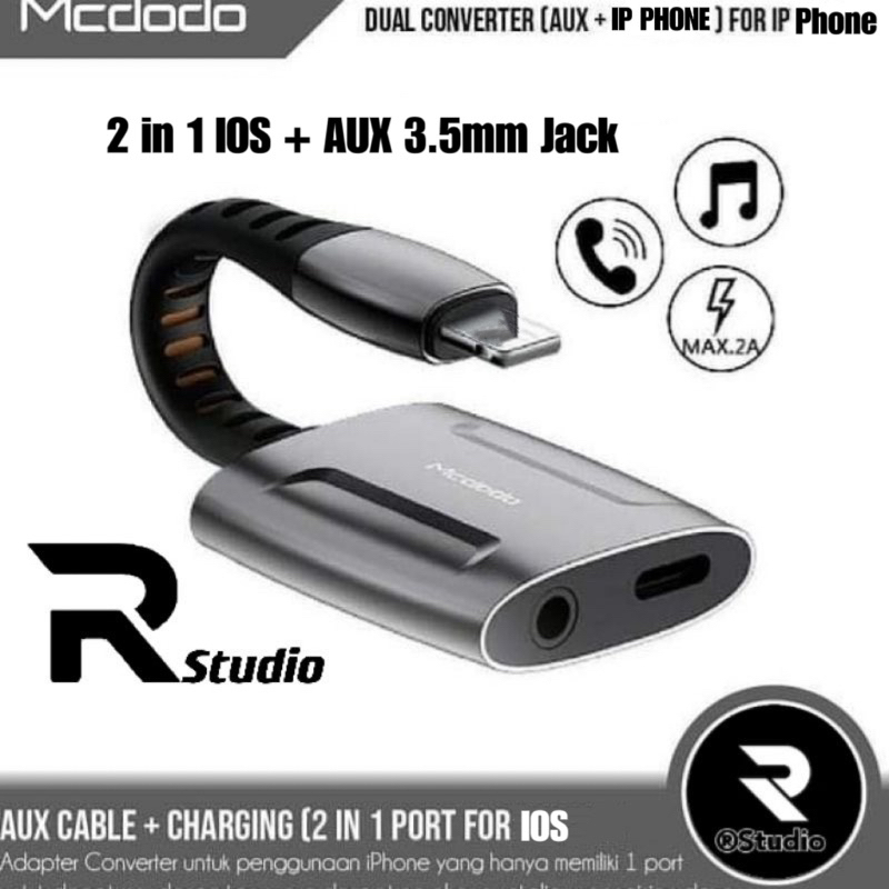 100%Original Mcdodo CA-6340 IOS to IOS & 3.5mm Audio Adapter 2 in 1 IOS ...