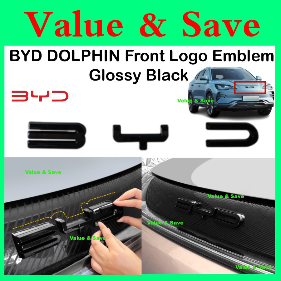 BYD Dolphin Medium Mesh Letter Logo Carbon Fiber BYD Decorative Sticker ...