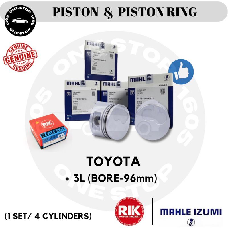 JAPAN TOYOTA 3L HILUX LN106 MAHLE IZUMI PISTON RIK PISTON RING SET ...
