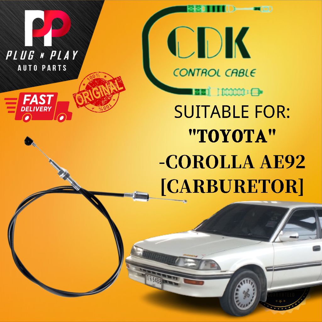 TOYOTA COROLLA AE92 ( CARBURETOR ) CDK ACCELERATOR CABLE ( ACC CABLE ...