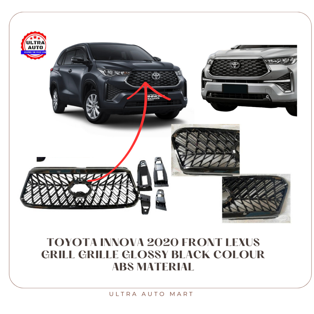 TOYOTA INNOVA 2020 FRONT LEXUS GRILL GRILLE GLOSSY BLACK COLOUR ABS MATERIAL | Shopee Malaysia