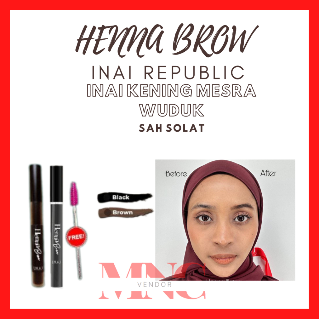 INAI REPUBLIC HQ Original Henna Brow Black & Brown/ Inai Kening Hitam ...