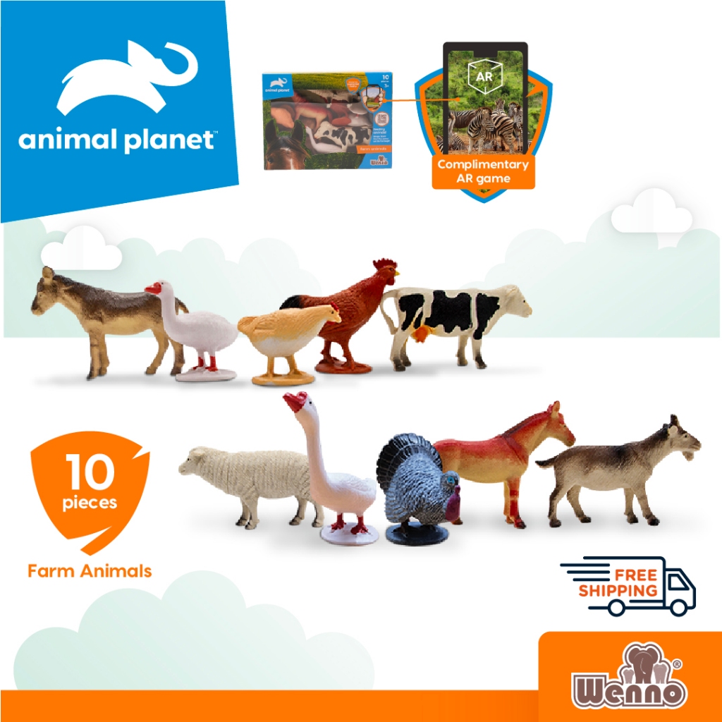 Wenno x Animal Planet 10pcs Farm Animals in window box Educational ...