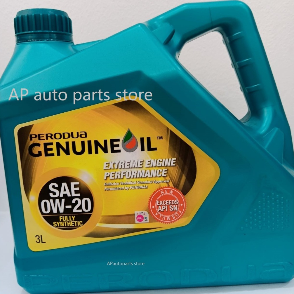 Perodua 0w20 - 3L-Fully Synthetic Engine Oil-Perodua Axia /Myvi/ Aruz ...