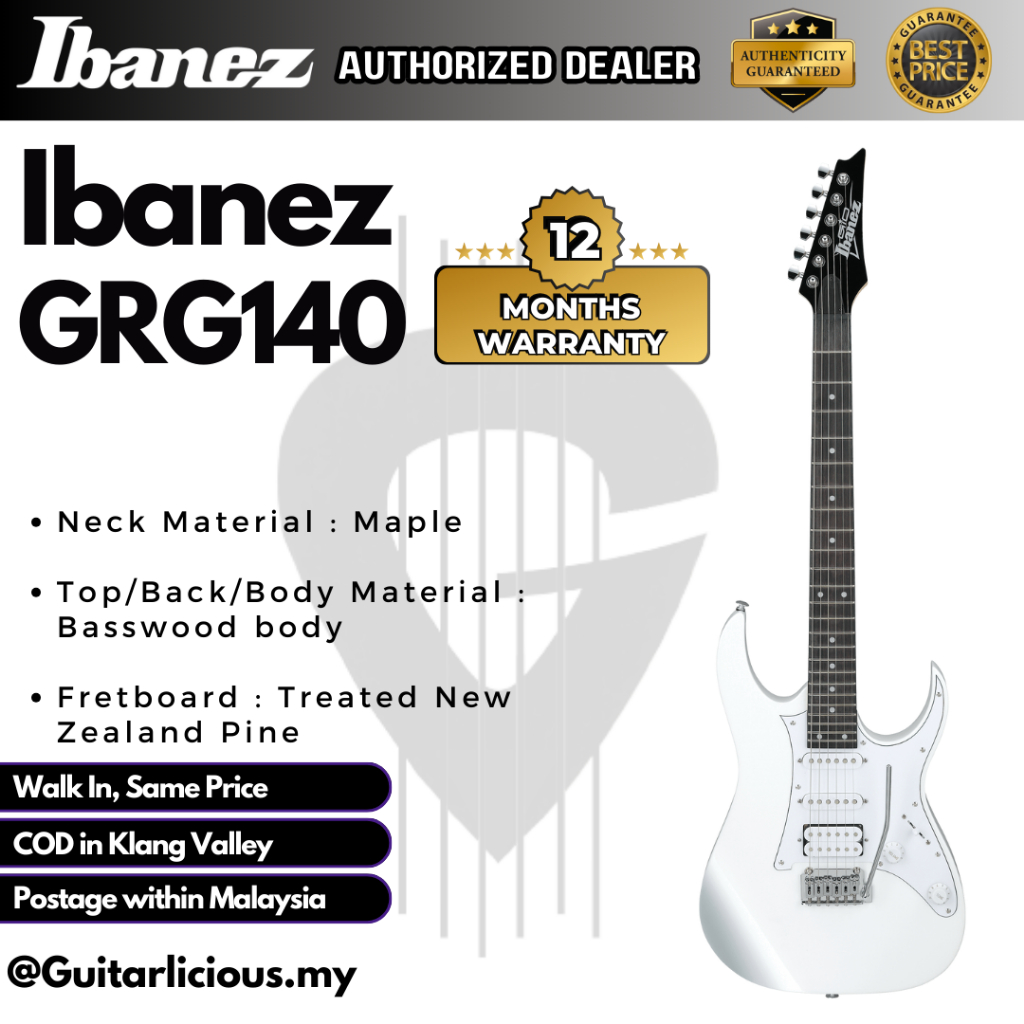Ibanez GIO GRG140 Electric Guitar HSS Pick up - White ( GRG140-WH / GRG / GRG 140 ) | Shopee ...