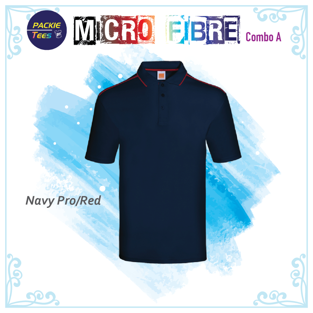 NAVY PRO/RED QD6478 60% COTTON/40% MICROFIBRE COLLAR SHORT SLEEVE ...