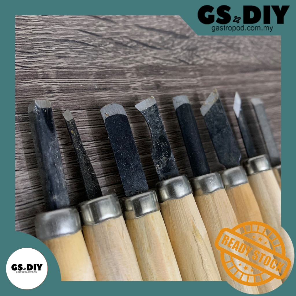 8pcs Wood Carving Chisels😛Alat Ukiran Kayu, Pisau Ukiran Kayu, Pahat ...