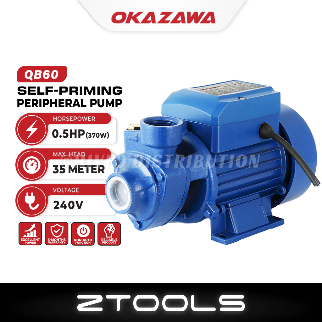Okazawa 0.5HP Self-Priming Peripheral Pump QB60 | Home Water Booster Pump | Pam Air Rumah ...