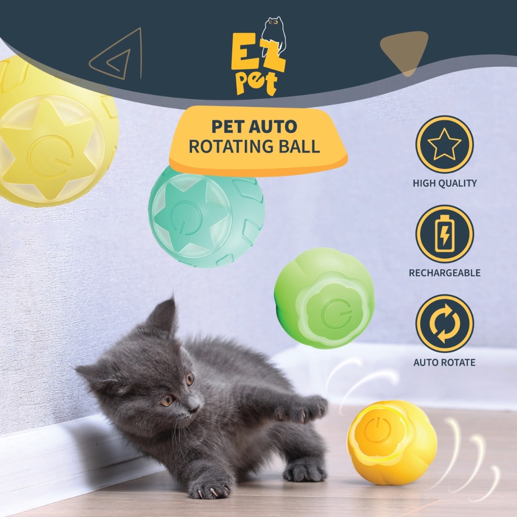 EZPET 🐱 【Pet Electric Interactive Rolling Ball 】 Rechargeable Rolling ...