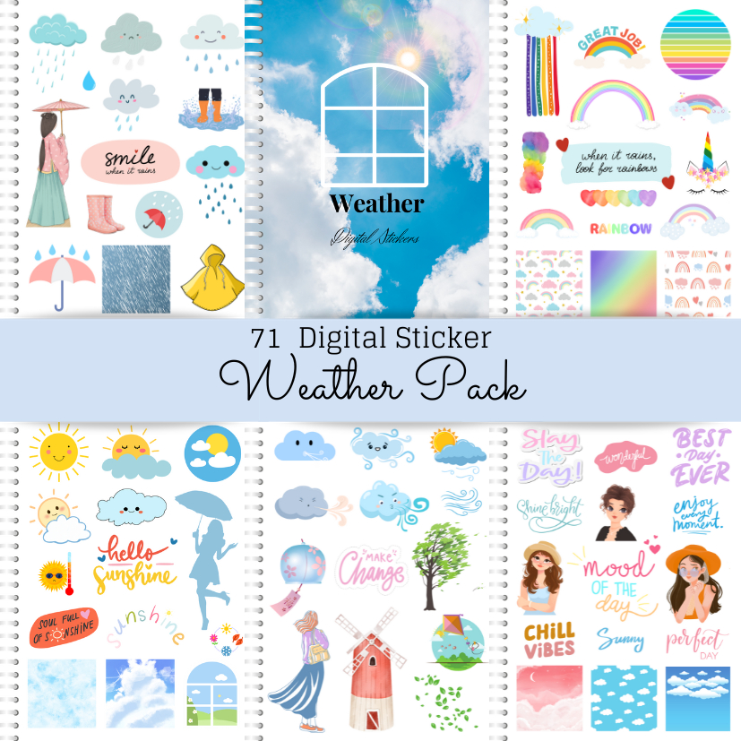 Digital Stickers for Planner Weather Pack PNG || GoodNotes Notability ...