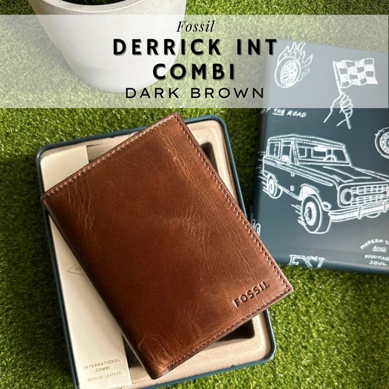 Fossil Wallet Derrick RFID Int Combi Dark Brown ML3686201 | Shopee Malaysia
