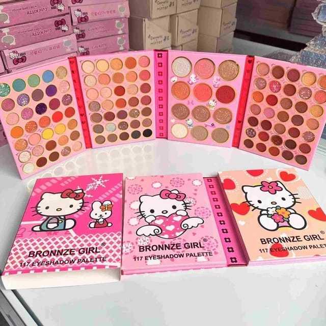 Bronze Girl Hello Kitty Big Eyeshadow Palette 117 Colors Makeup Kit ...