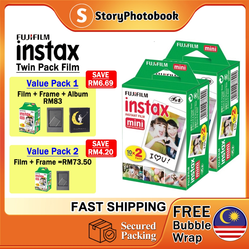 FUJIFILM Instax Mini Film Twin Pack - Plain (10's x 2) | Shopee Malaysia