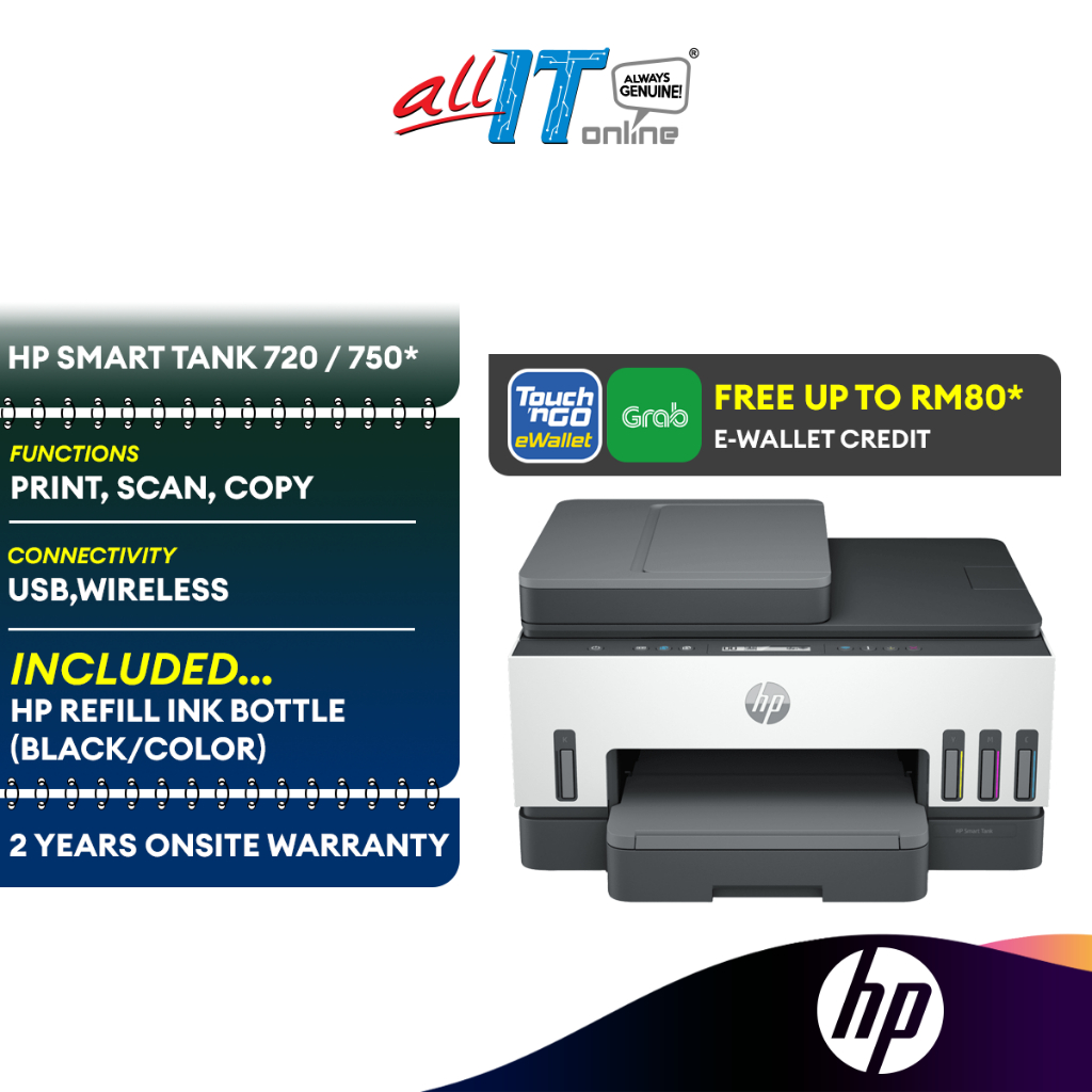 HP Smart Tank 720 / HP Smart Tank 750 All-in-One Wireless Inkjet ...