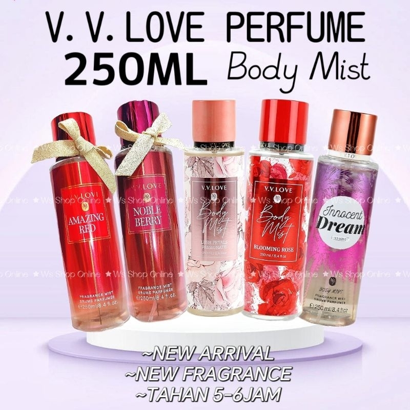 250ML Original V.V.LOVE Fragrance Body Mist For Women [AMAZING RED, SHINING LILY, NOBLE BERRY ...