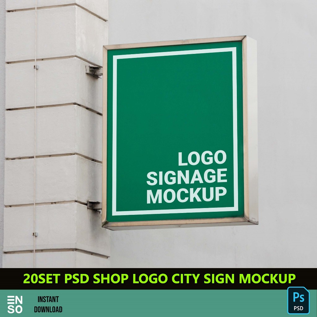 20-Set PSD Shop Logo City Sign Mockup Template | Editable Mockup Design ...