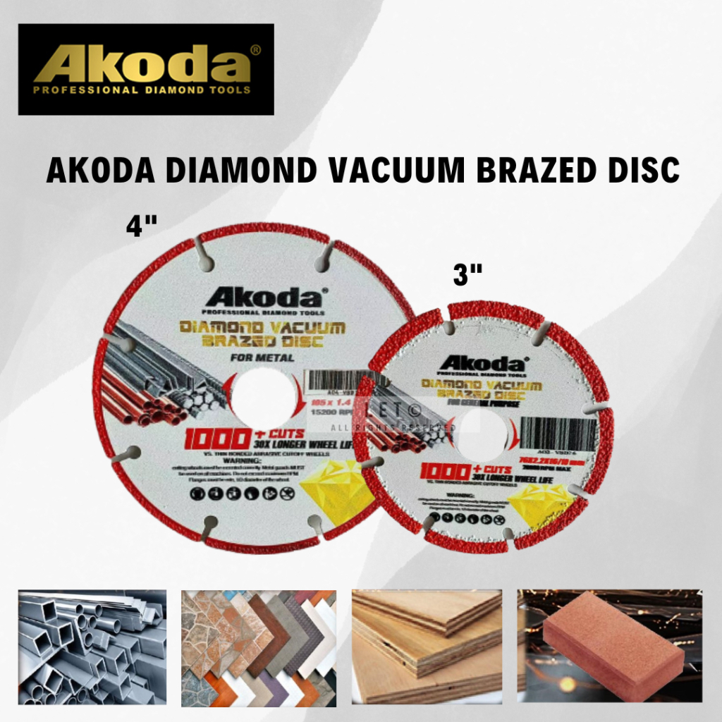 AKODA DIAMOND VACUUM BRAZED DISC 3" 76mm / 4" 105mm CUTTING DISC ...