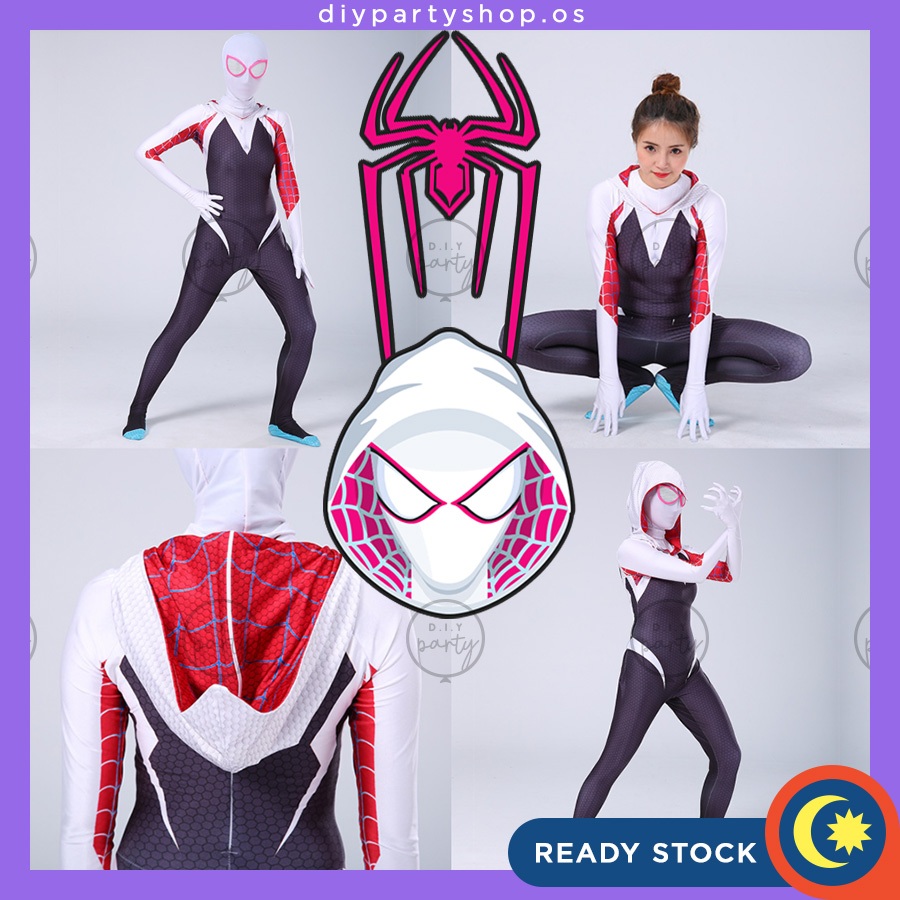 Halloween Kids Children Spider Gwen Cosplay Costume Bodysuit Girl Movie ...