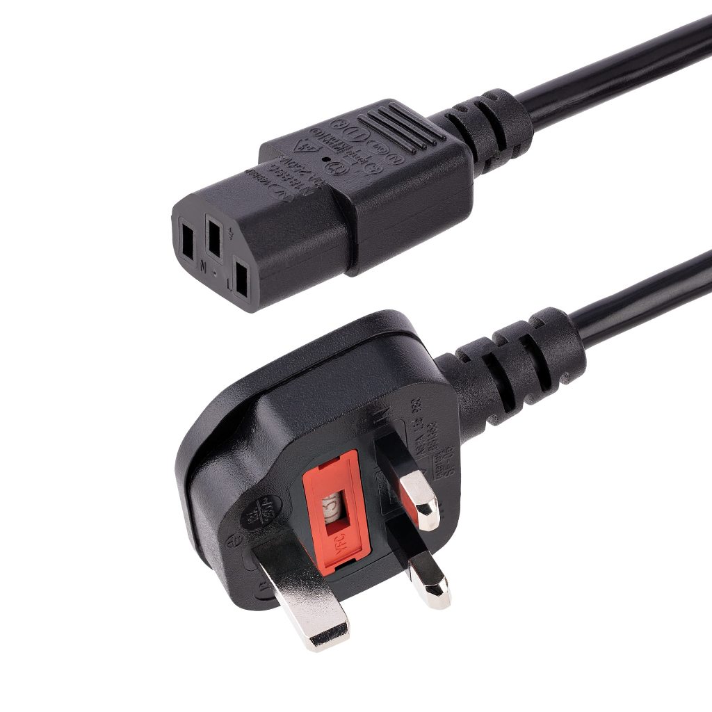 13A Fuse UK Power Cord 3 Pin - Desktop/Monitor/Adapter/Printer Power ...