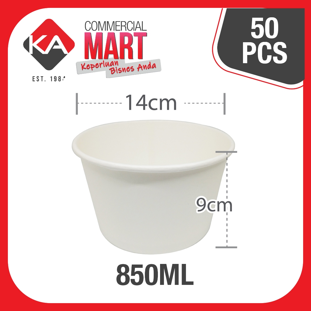 Plain White Paper Bowl (850ml) - 50Pcs | Shopee Malaysia