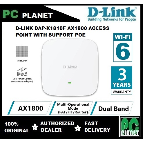 D-Link AX1800 Wi-Fi 6 Dual Gigabit LAN Wireless Ceiling PoE Access ...