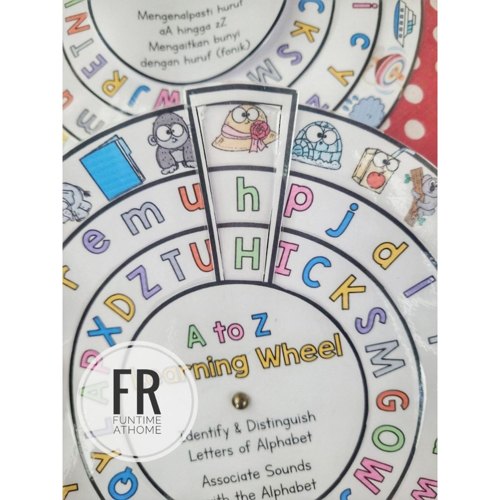 [Hardcopy] LAMINATED aA to zZ Alphabet Learning Wheel, Roda Belajar ...