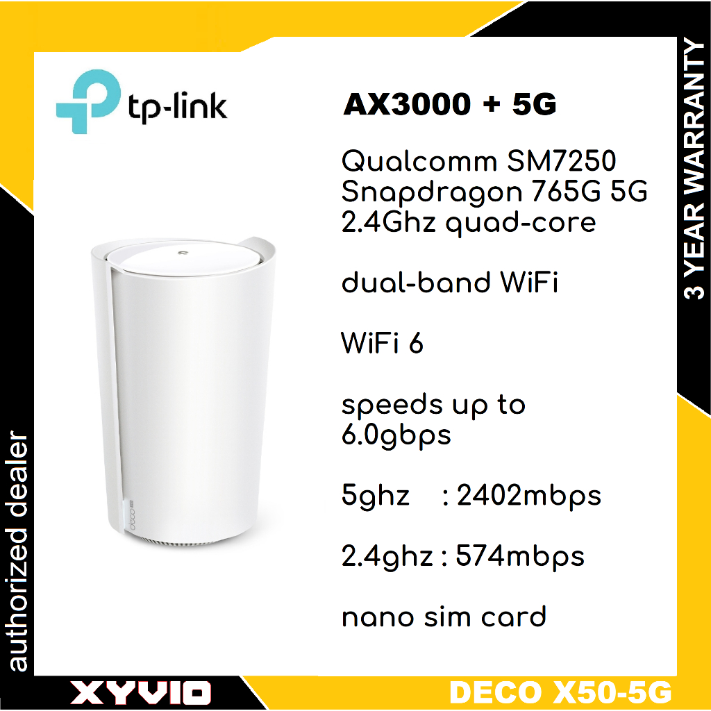 TP-Link Deco X50 5G / NX510V SIM Mesh Modem Router WiFi 6 AX3000 4G/3G ...