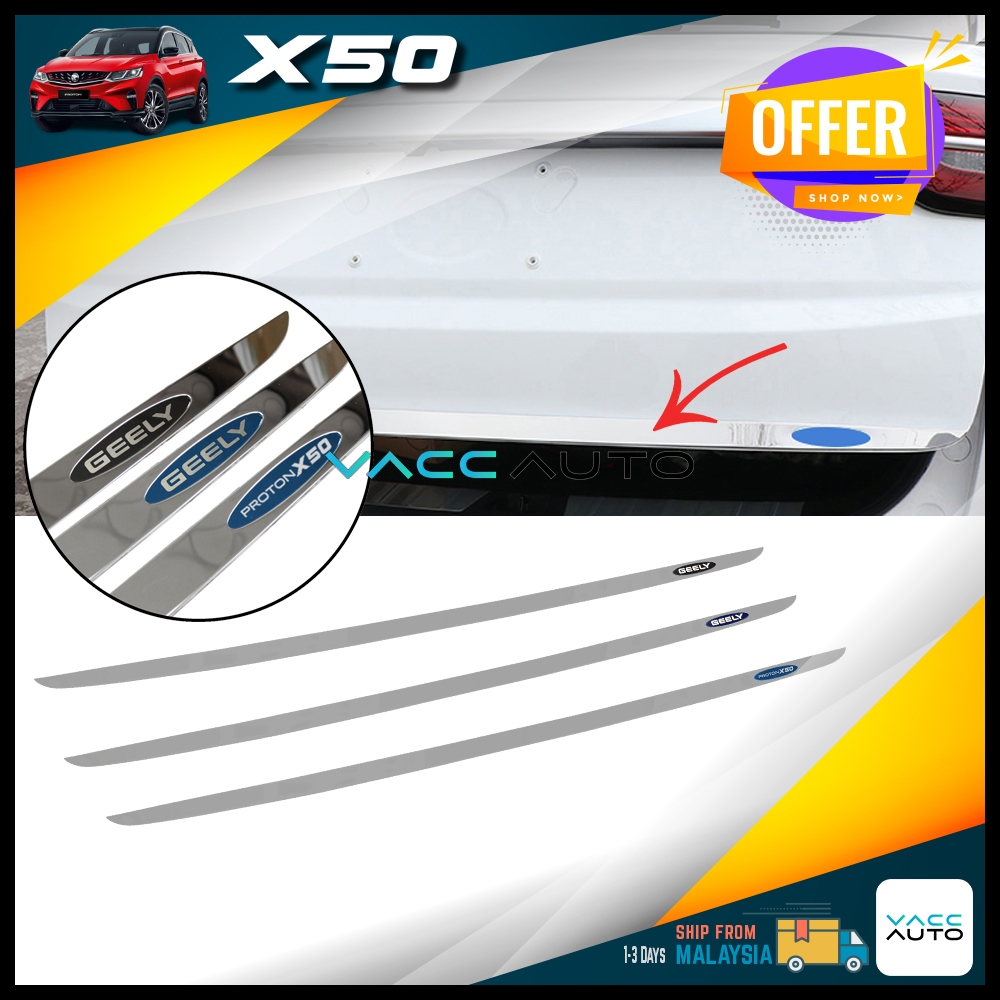 Proton X50 Geely Logo Rear Bonnet Chrome Lining Rear Tail Gate Molding ...