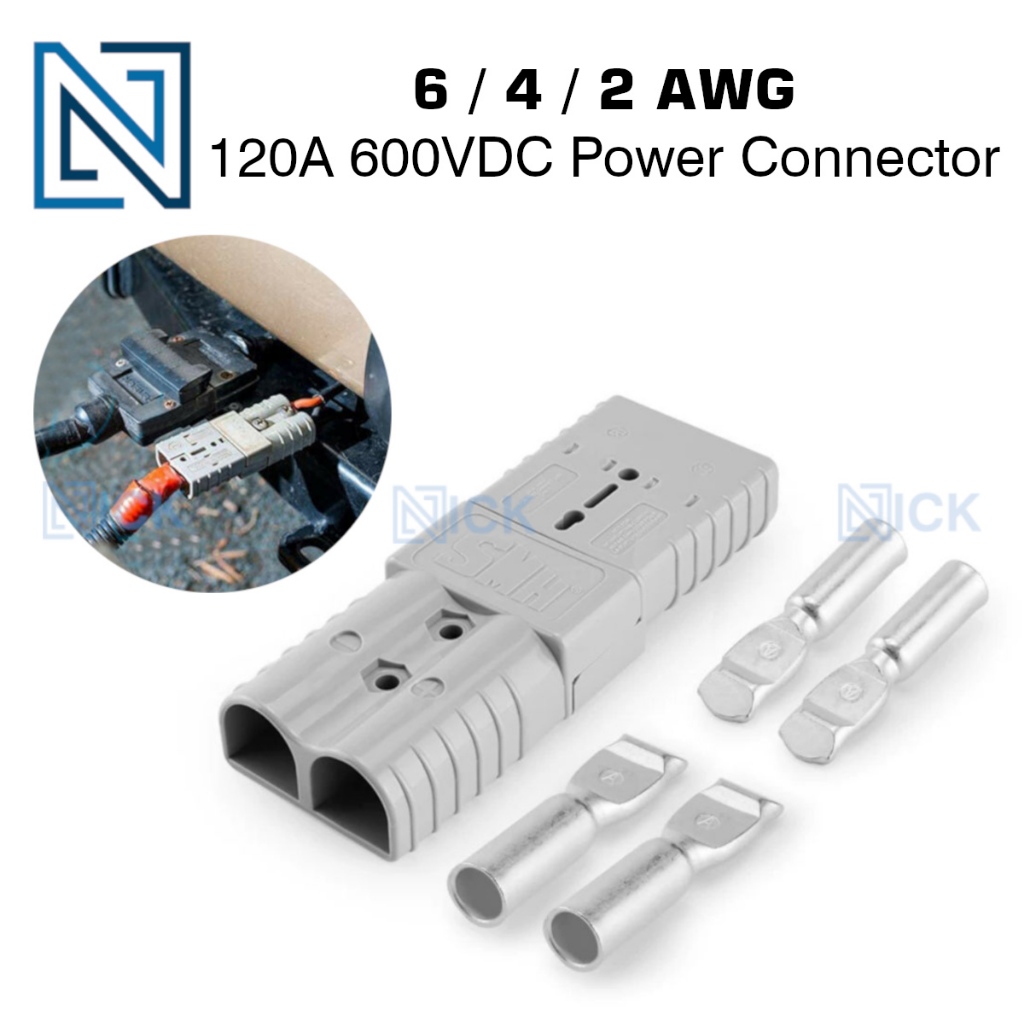 6 / 4 / 2 AWG DC Power Connectors 600V 120A Copper Contact High Current ...