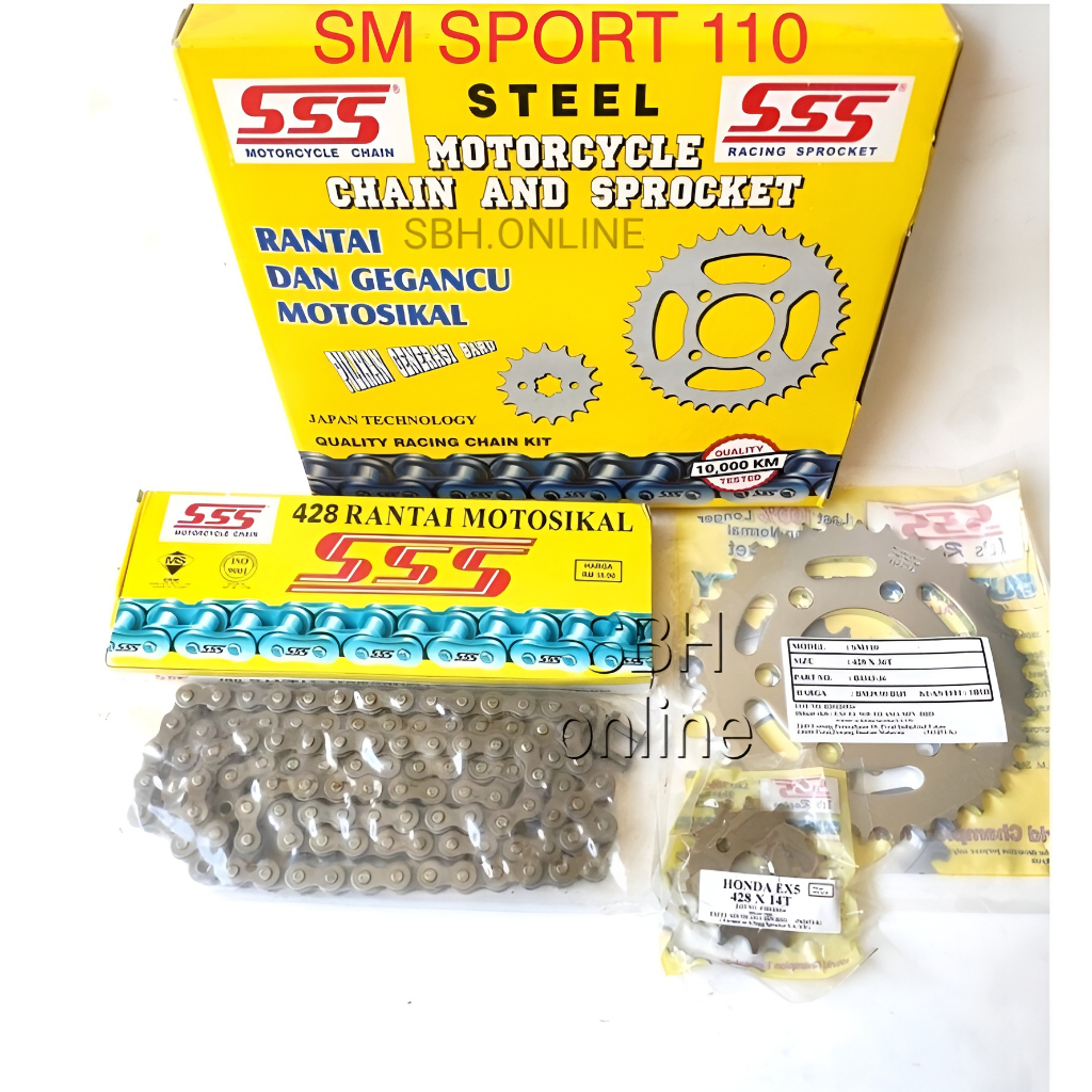 [100% ORIGINAL] SM SPORT 110R SSS SPROCKET SET 428 ##CHAIN KIT ##CHAIN ...
